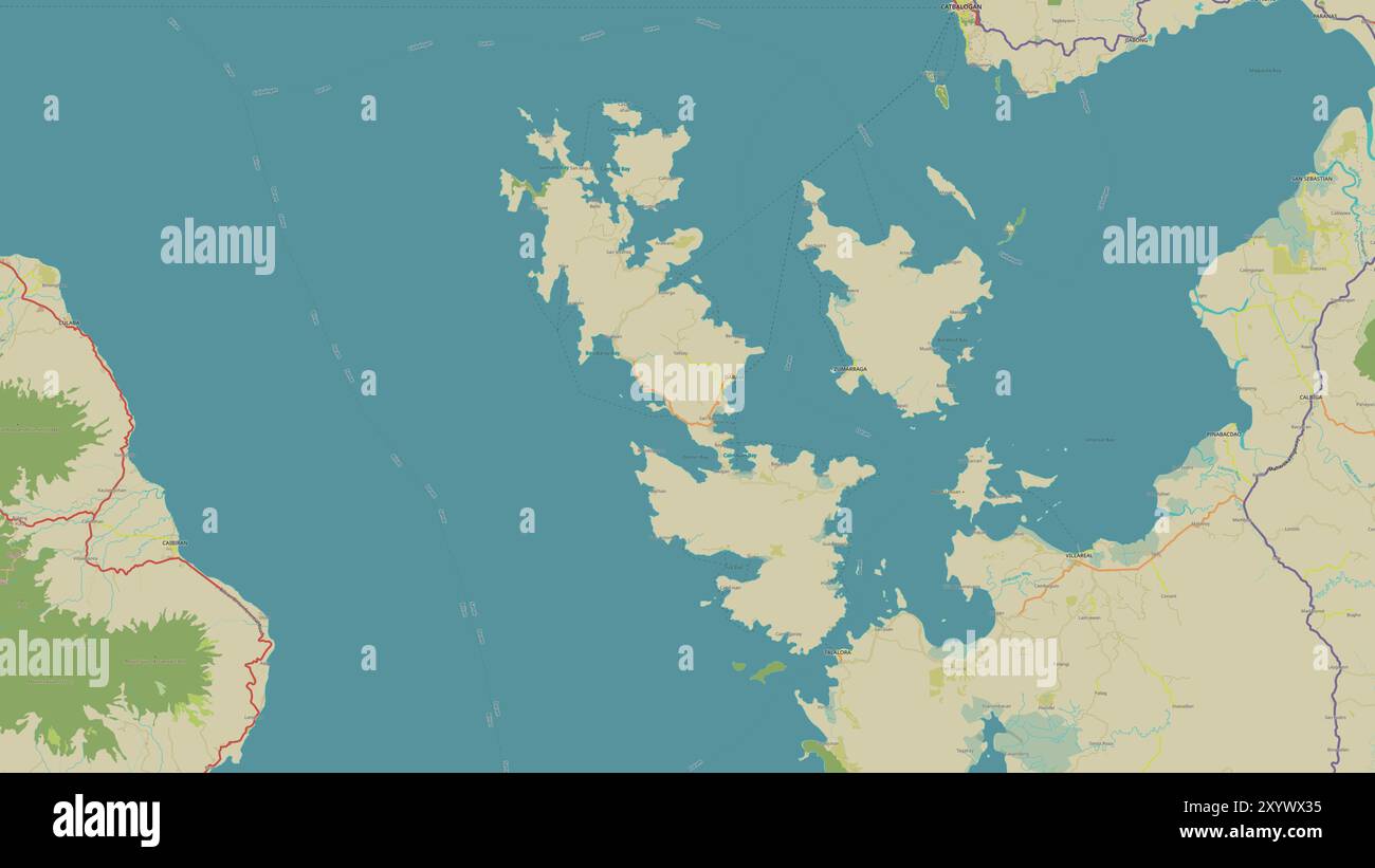 Daram Island in the Philippine Sea on a topographic, OSM Humanitarian ...