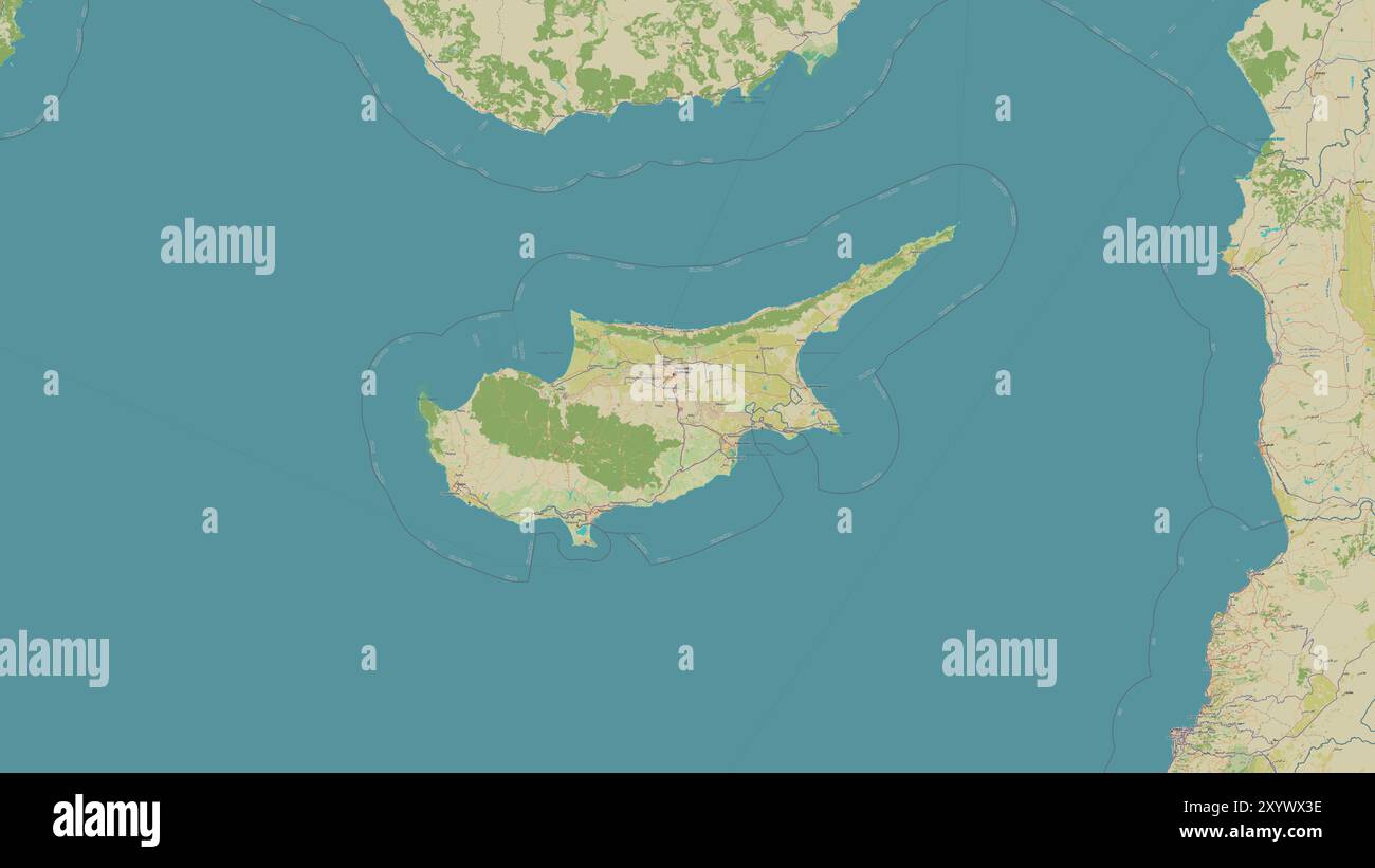 Cyprus Island in the Mediterranean Sea - Eastern Basin on a topographic ...