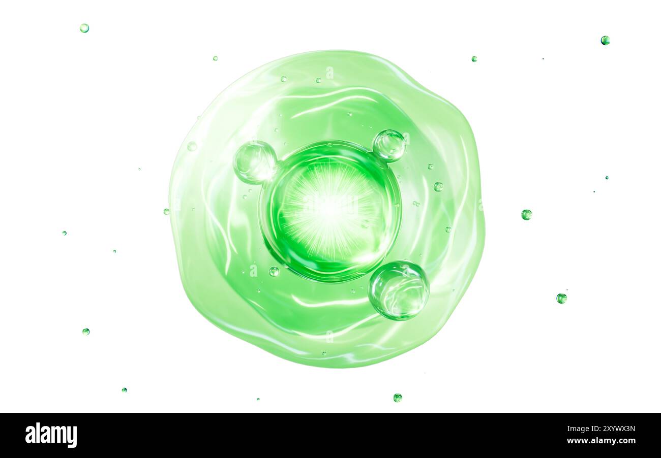 Abstract green glass spheres, green cells, 3d rendering. 3d ...
