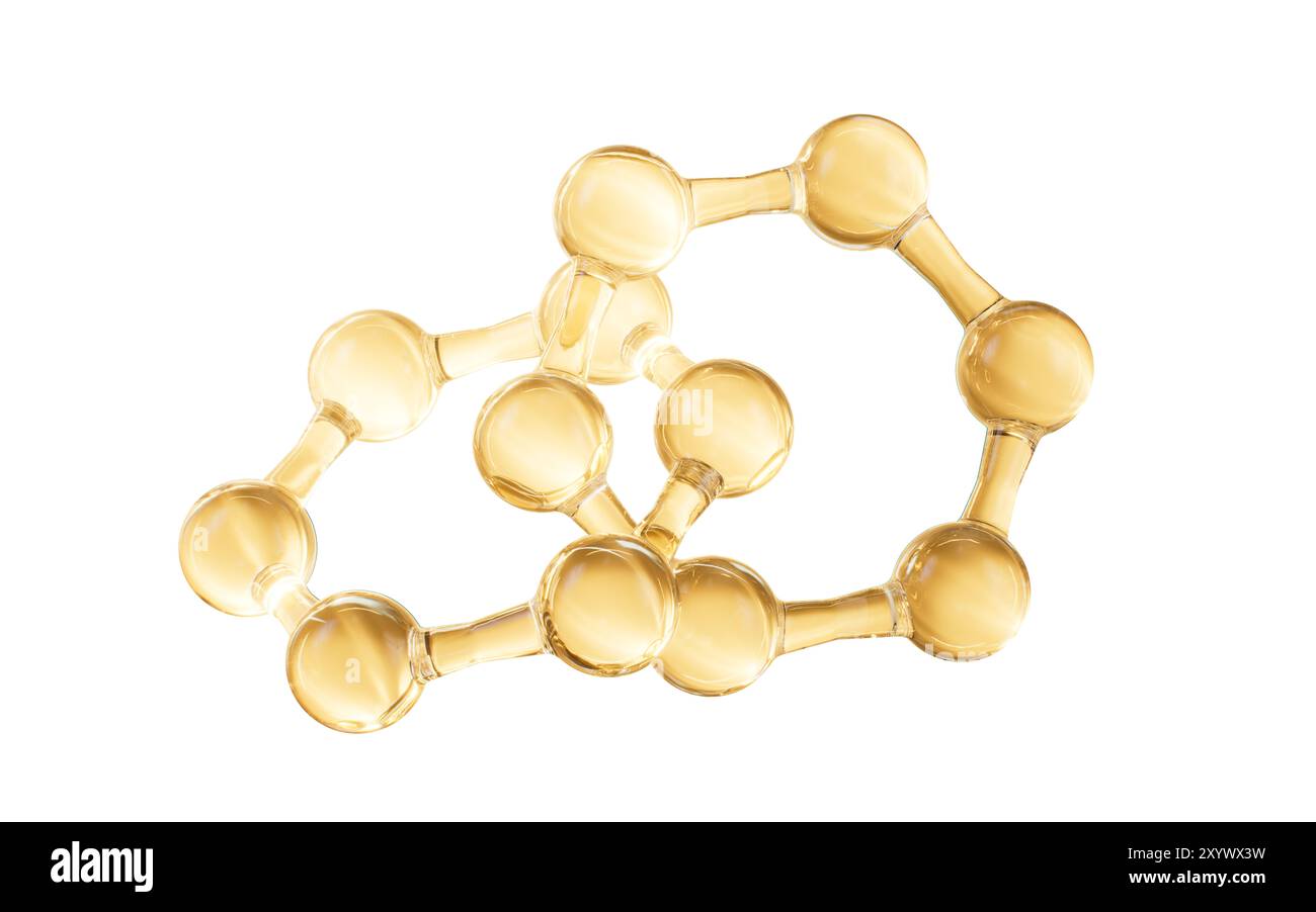 Golden abstract spheres, golden molecules, 3d rendering. 3d ...