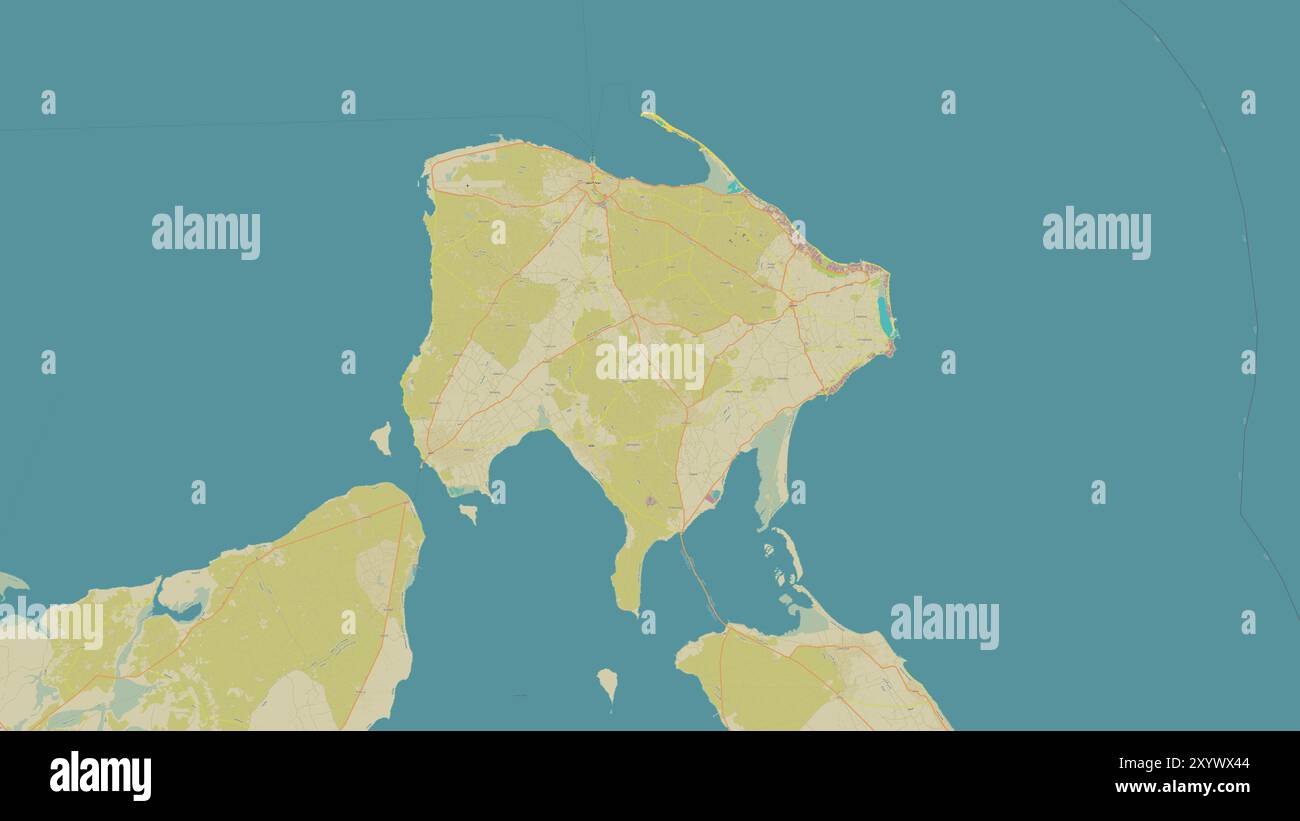 Djerba Island in the Mediterranean Sea - Eastern Basin on a topographic ...