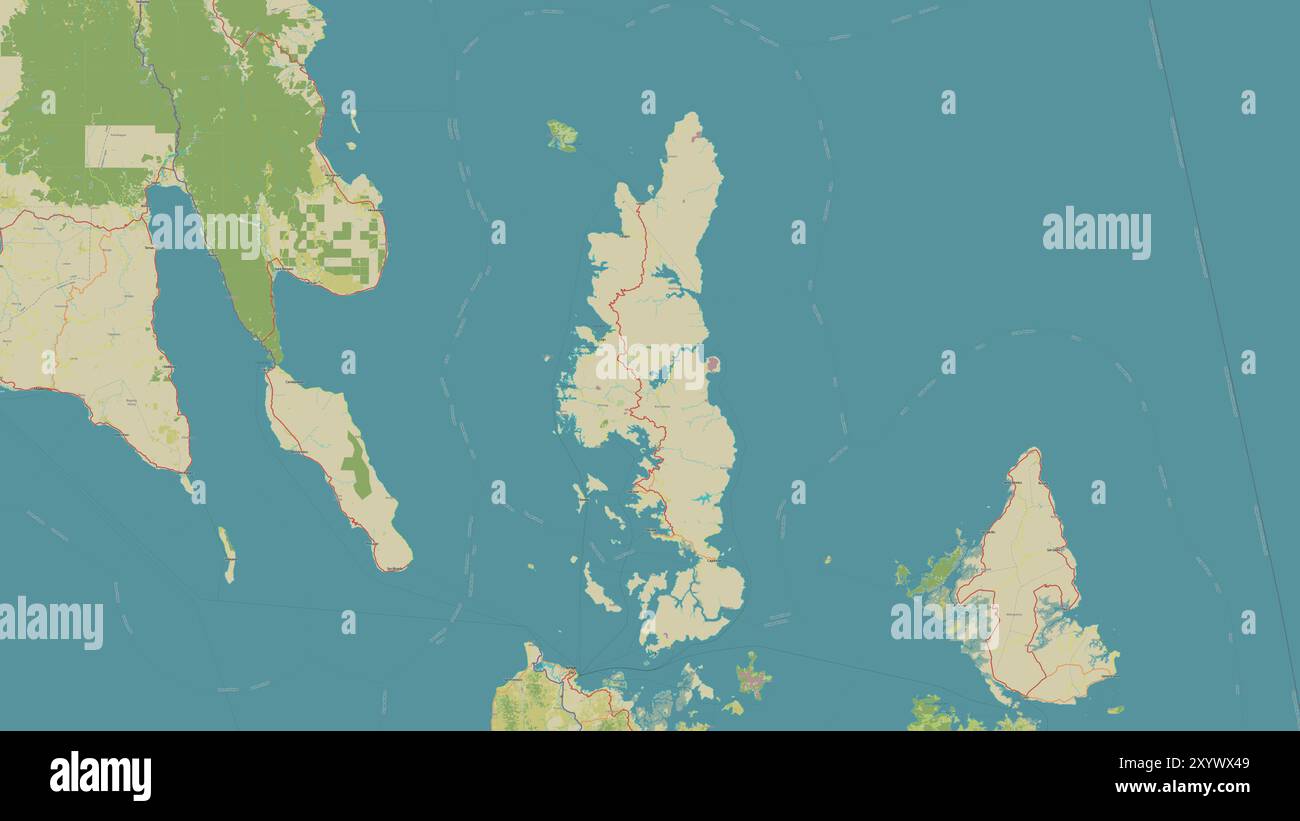 Dinagat Island in the Philippine Sea on a topographic, OSM Humanitarian style map Stock Photo ...