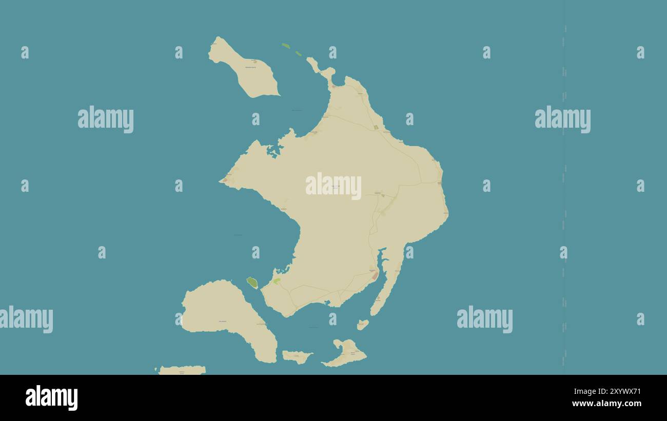 Duke of York Island in the Bismarck Sea on a topographic, OSM Humanitarian style map Stock Photo ...
