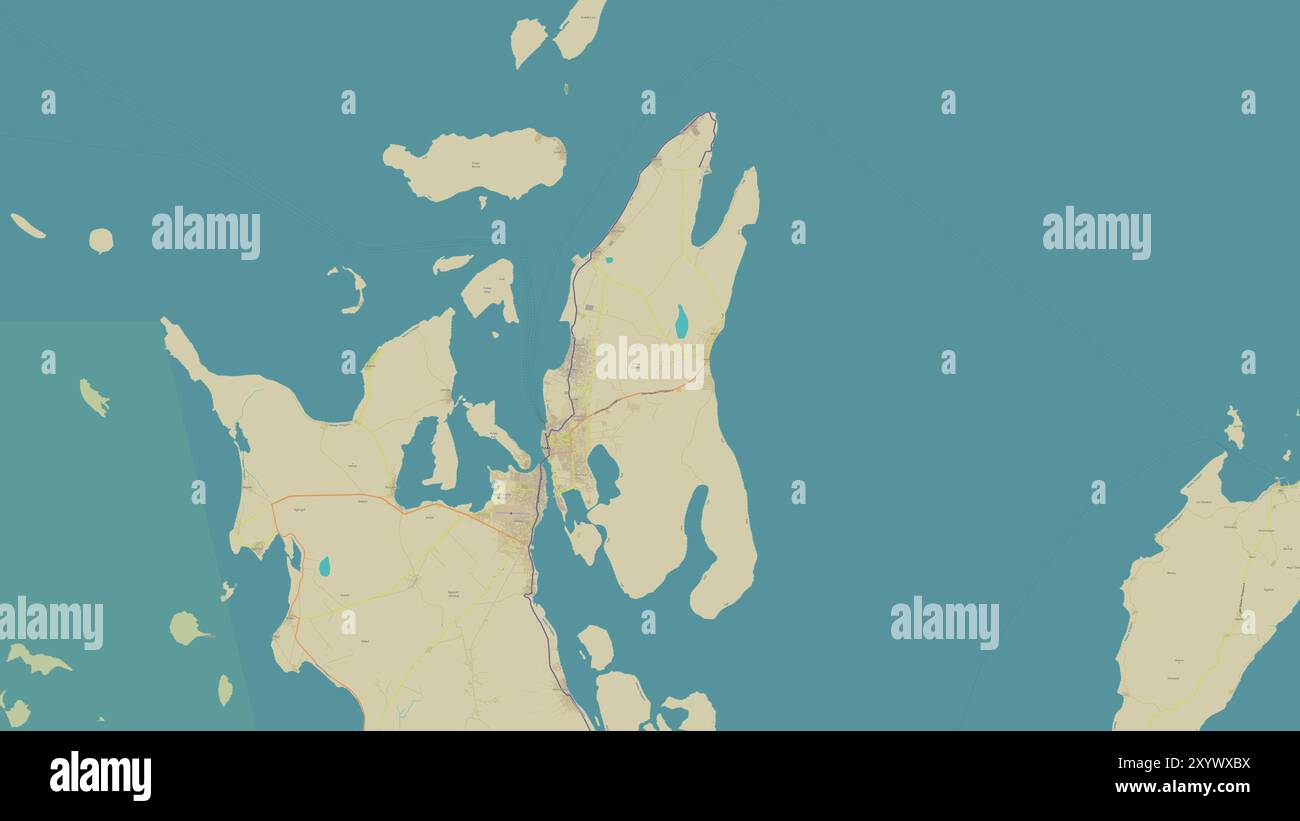 Pulau Dullah in the Banda Sea on a topographic, OSM Humanitarian style map Stock Photo - Alamy