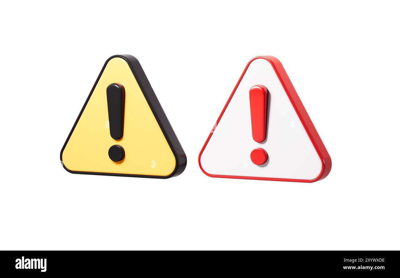 Cartoon triangle warning sign, 3d rendering. 3d illustration Stock ...
