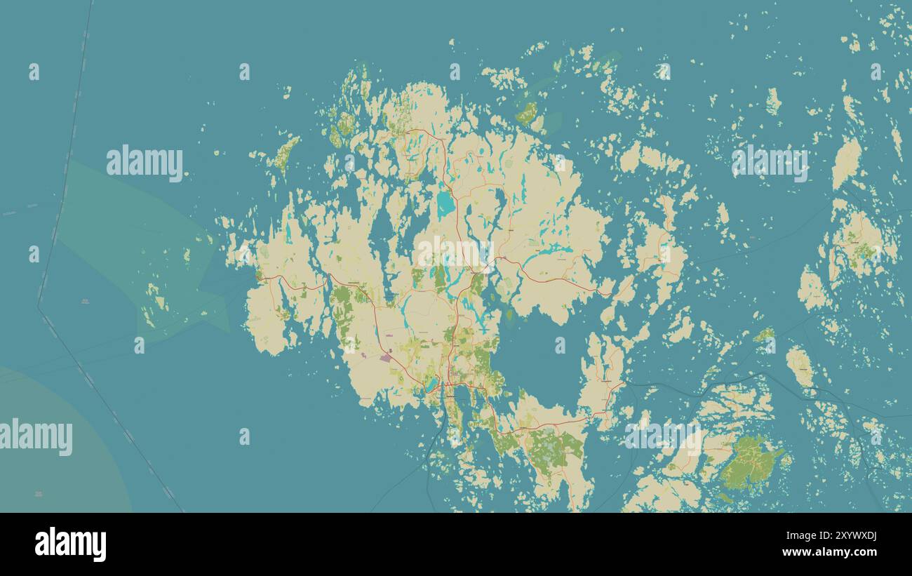 Fasta Aland Island in the Gulf of Bothnia on a topographic, OSM ...