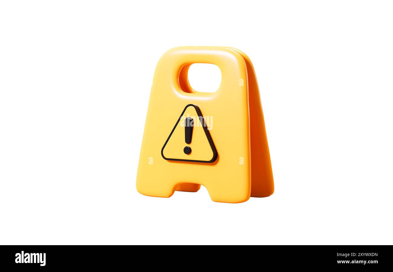 Cartoon yellow warning sign board, 3d rendering. 3d illustration Stock ...