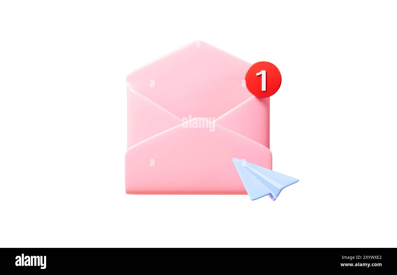 Cartoon opening mail in the pink background, 3d rendering. 3d ...
