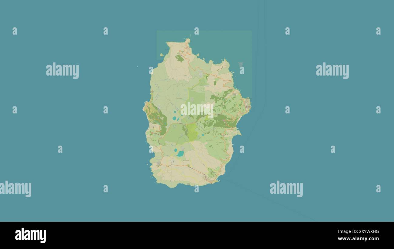 Isla de Flores in the North Atlantic Ocean on a topographic, OSM ...