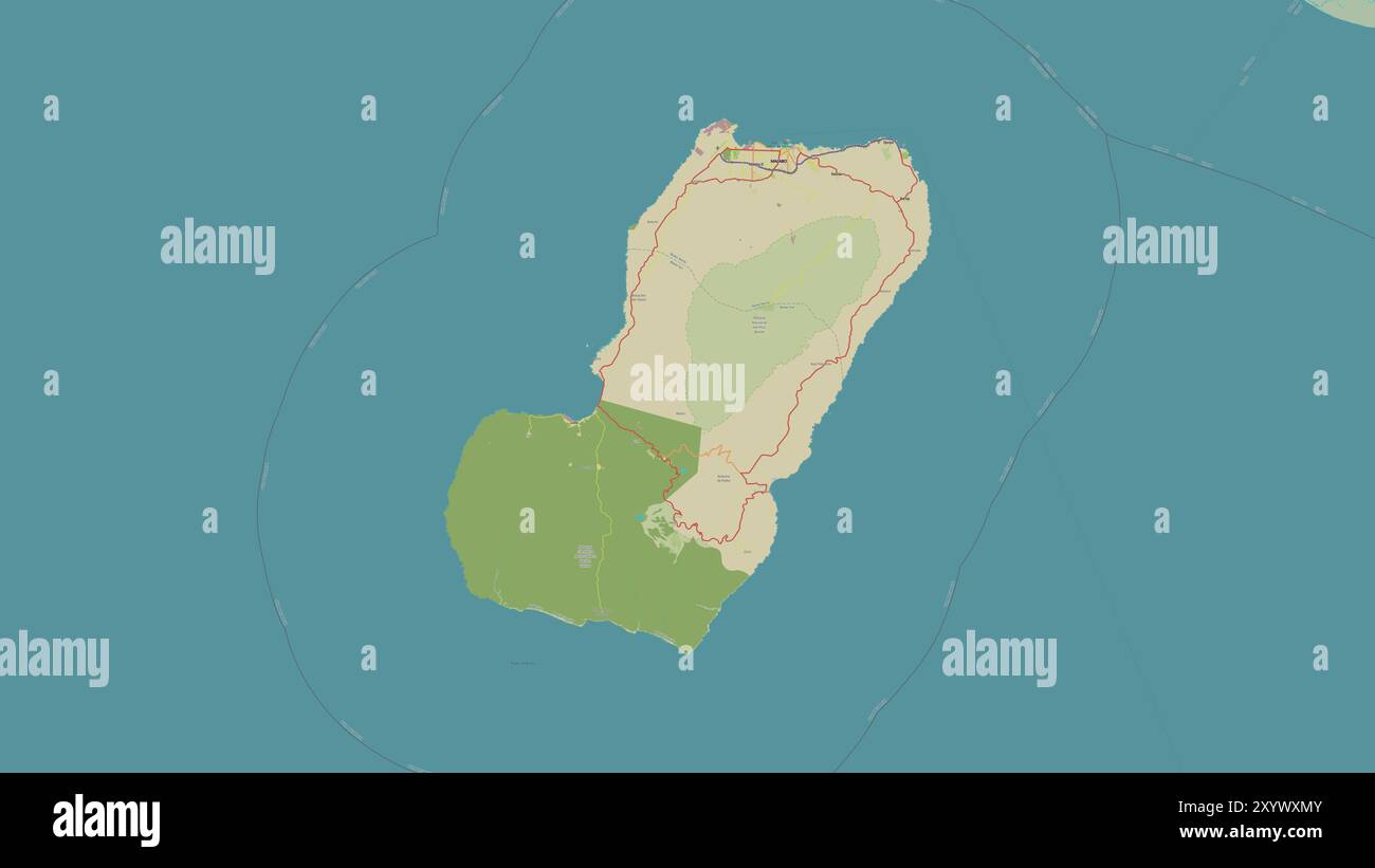 Fernando Poo Island in the Gulf of Guinea on a topographic, OSM ...