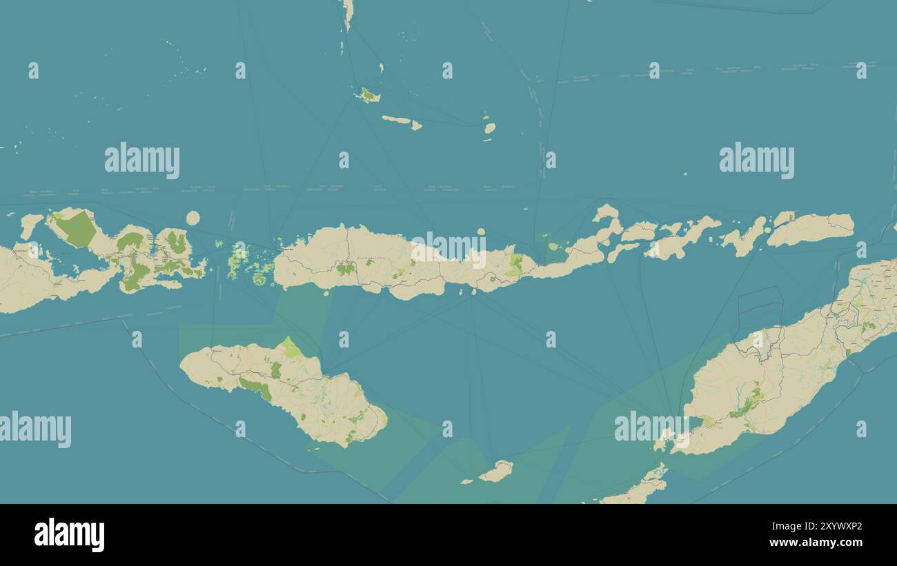 Flores Island in the Savu Sea on a topographic, OSM Humanitarian style ...