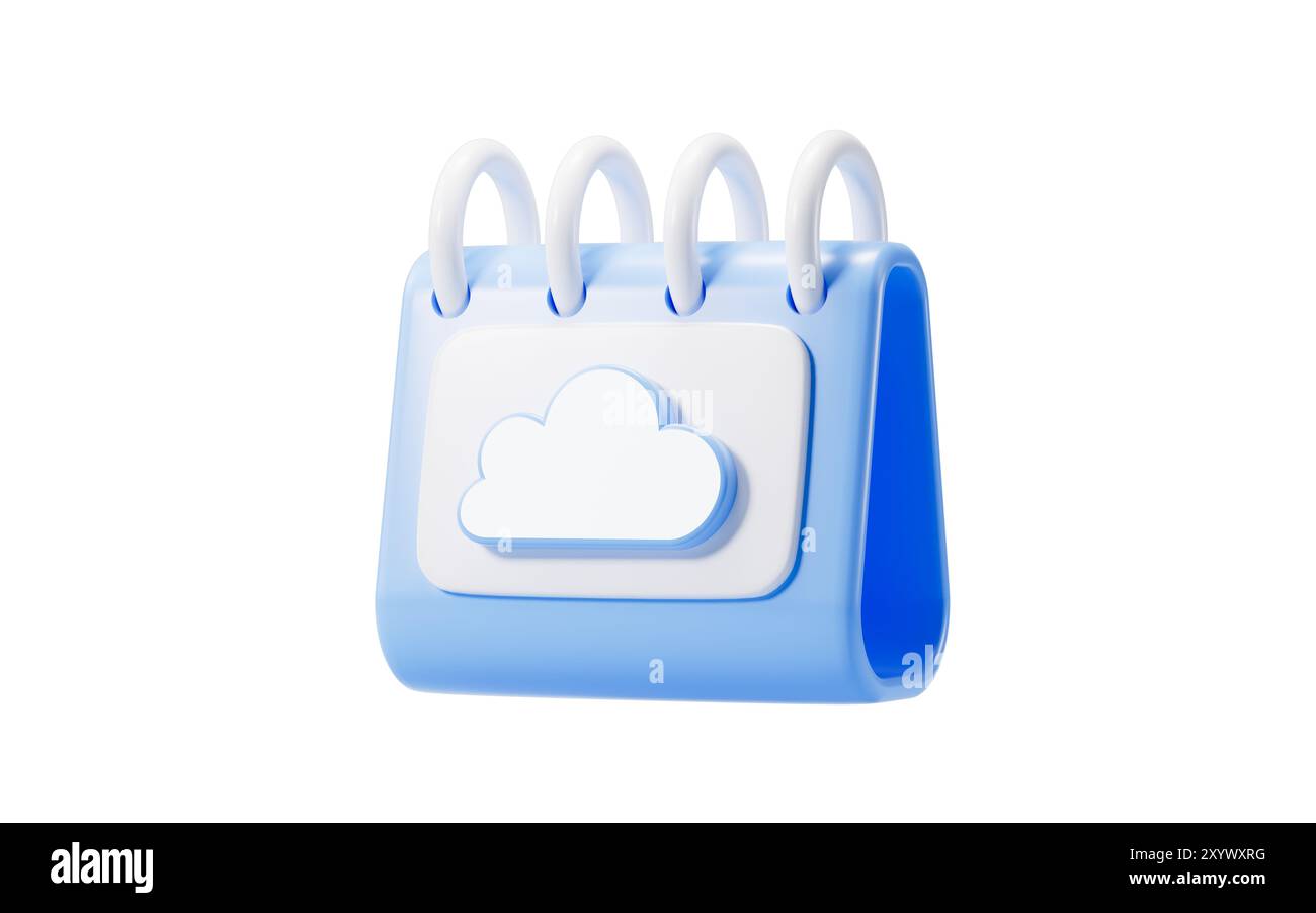 Cartoon calendar and cloud computing, 3d rendering. 3d illustration ...
