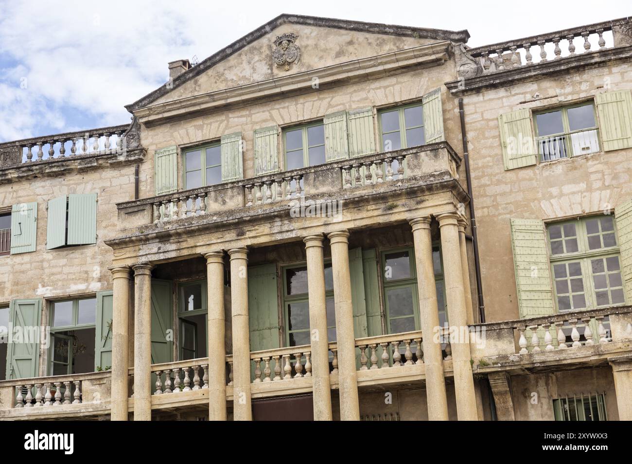 Historic facade in the small town of Uzes, France, Europe Stock Photo ...
