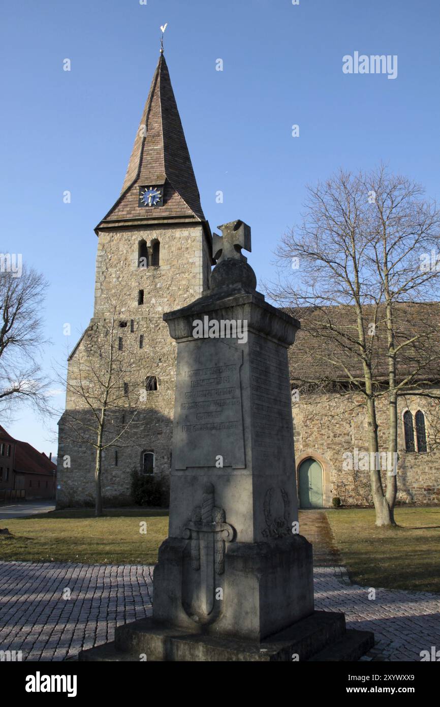 Church in Fuhlen with monument Stock Photo - Alamy