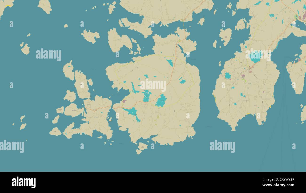 Gorumna Island in the North Atlantic Ocean on a topographic, OSM ...