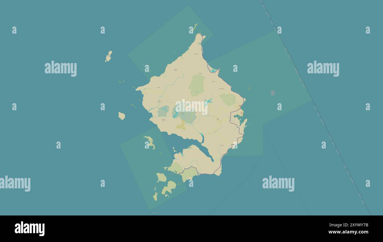 Pulau Great Natuna in the South China Sea on a topographic, OSM ...