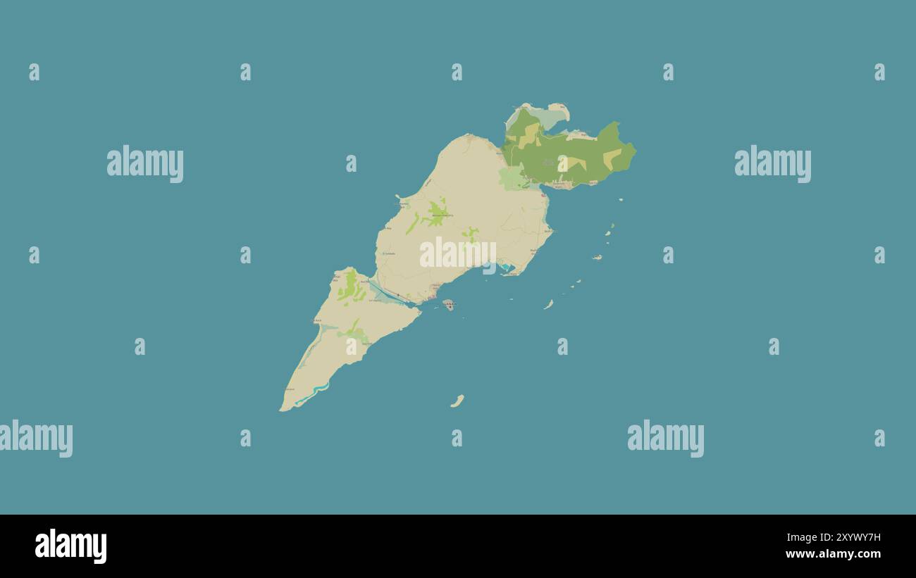 Isla Guanaja in the Caribbean Sea on a topographic, OSM Humanitarian ...