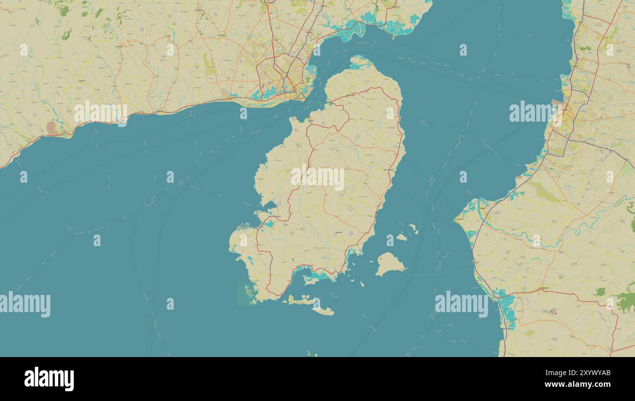 Guimaras Island in the Sulu Sea on a topographic, OSM Humanitarian ...