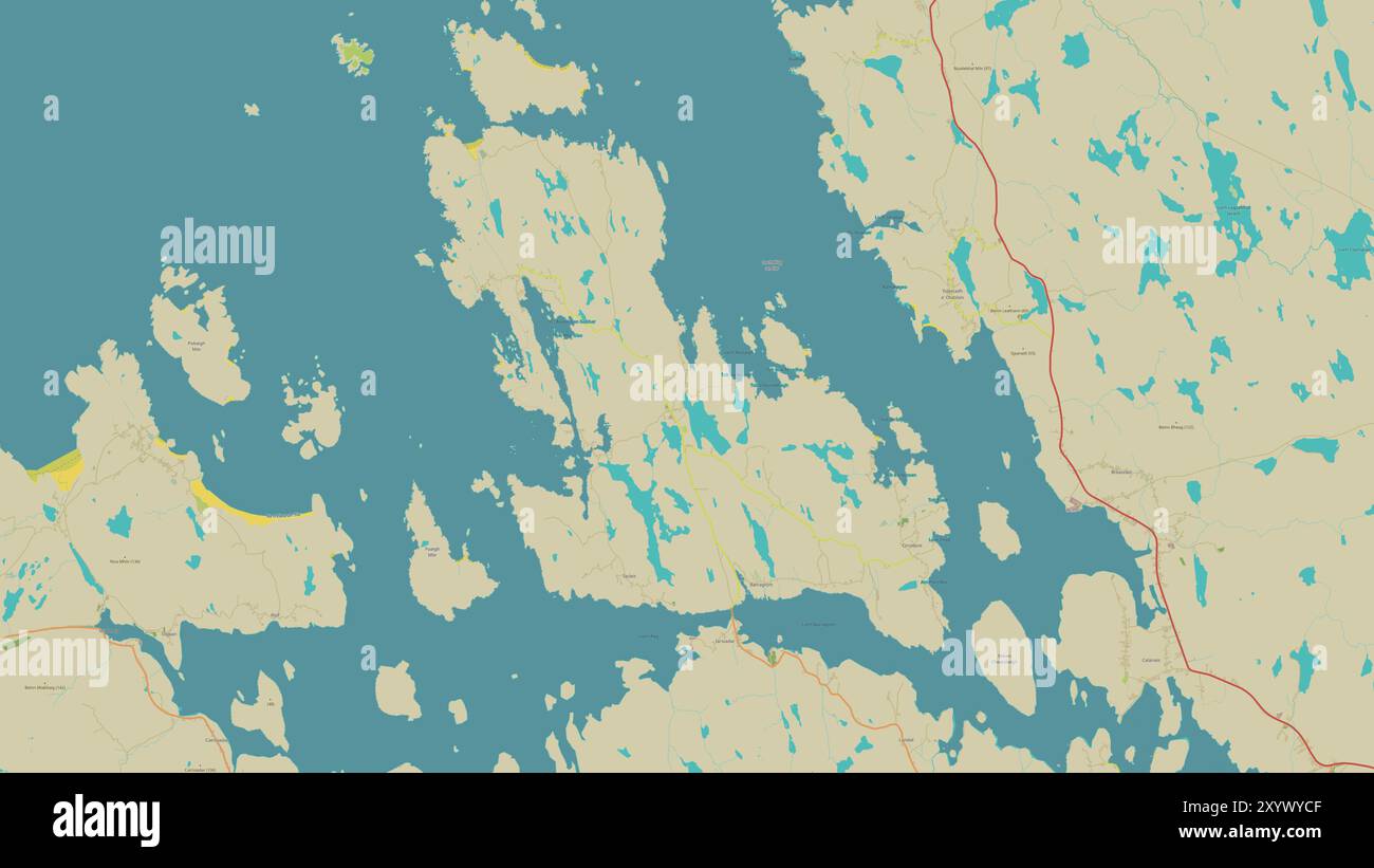 Great Bernera Island in the North Atlantic Ocean on a topographic, OSM ...