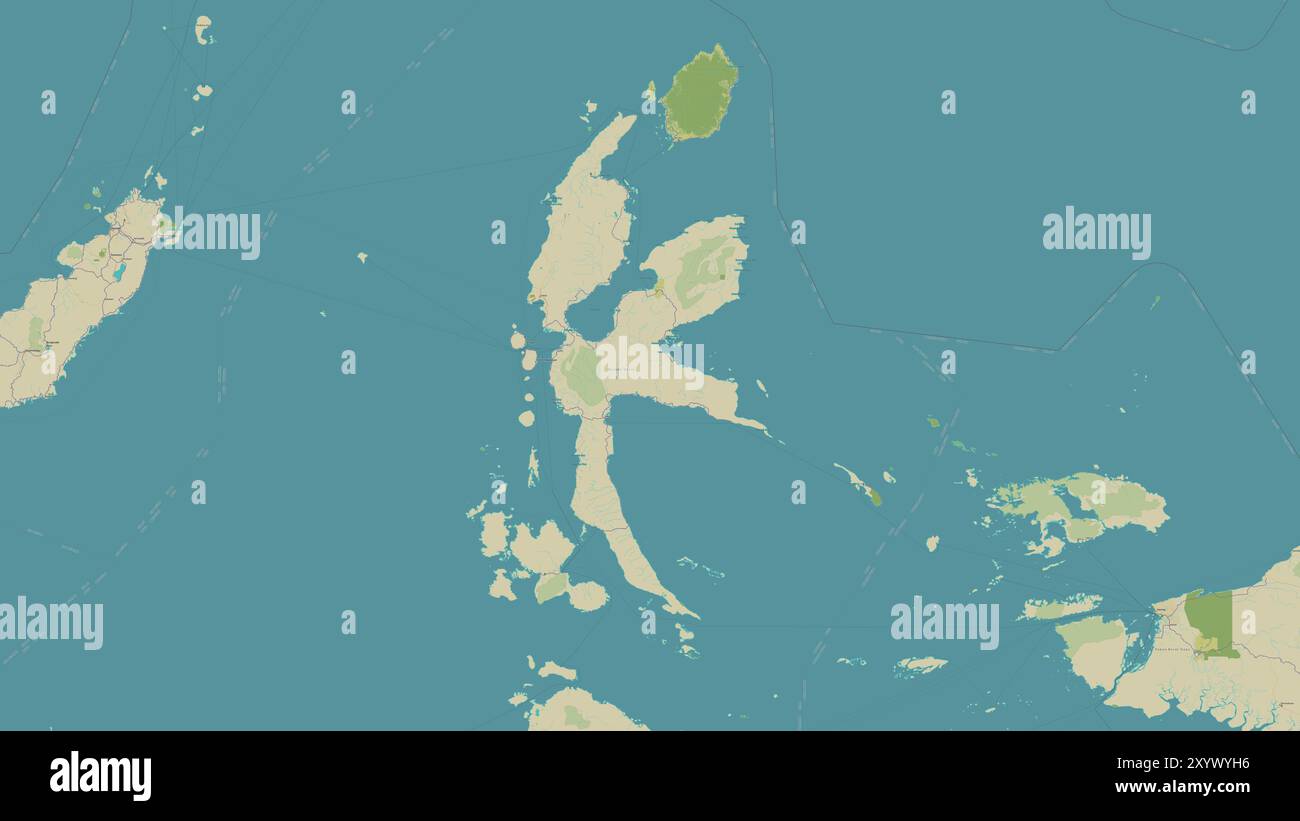 Pulau Halmahera in the Molukka Sea on a topographic, OSM Humanitarian ...
