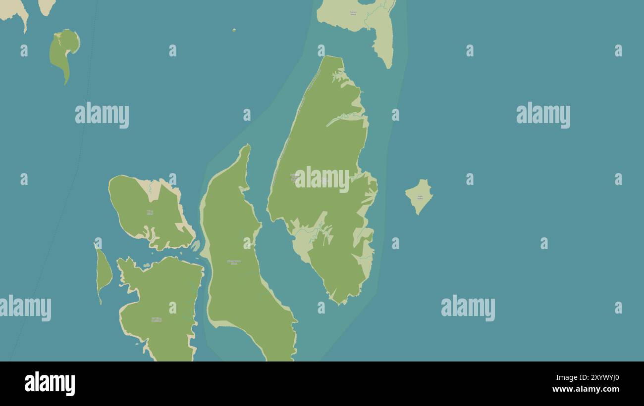 Henry Lawrence Island in the Andaman or Burma Sea on a topographic, OSM ...