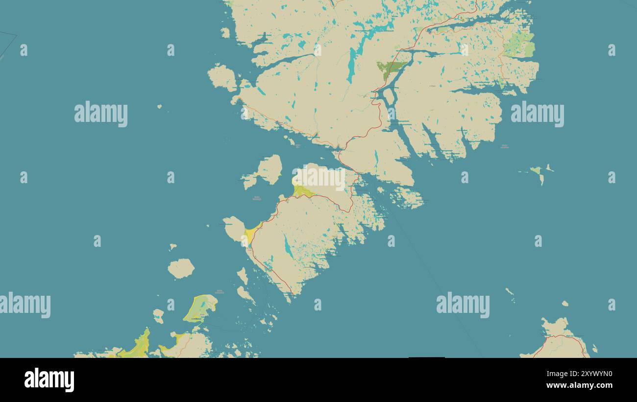 Harris Island in the North Atlantic Ocean on a topographic, OSM ...