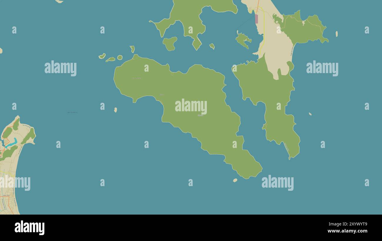 Hon Lon Island in the South China Sea on a topographic, OSM ...