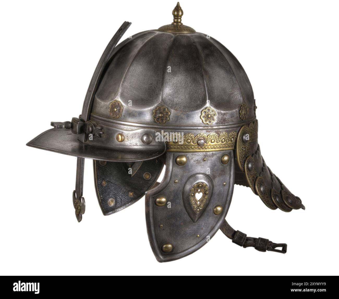 Iron helmet of the medieval knight. Very heavy headdress Stock Photo ...