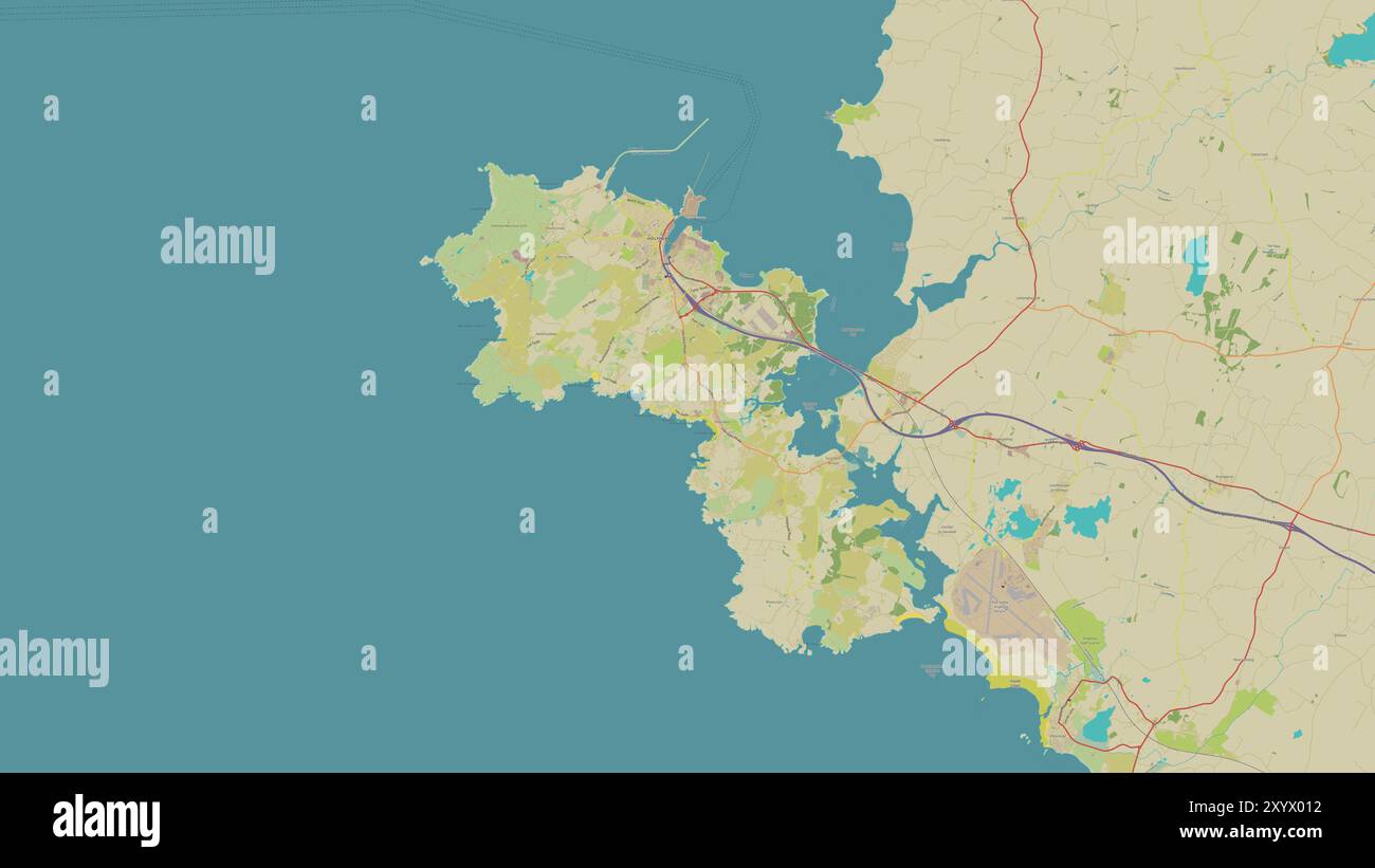 Holy Island in the Irish Sea and St. George's Channel on a topographic ...