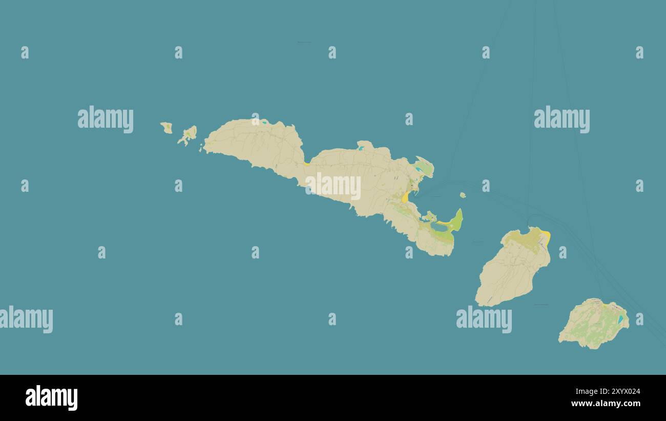 Inishmore Island in the North Atlantic Ocean on a topographic, OSM ...