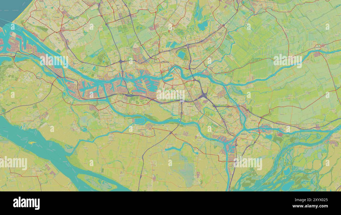 IJsselmonde Island in the North Sea on a topographic, OSM Humanitarian ...
