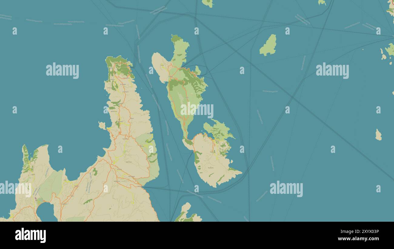 Ithaca Island in the Ionian Sea on a topographic, OSM Humanitarian ...