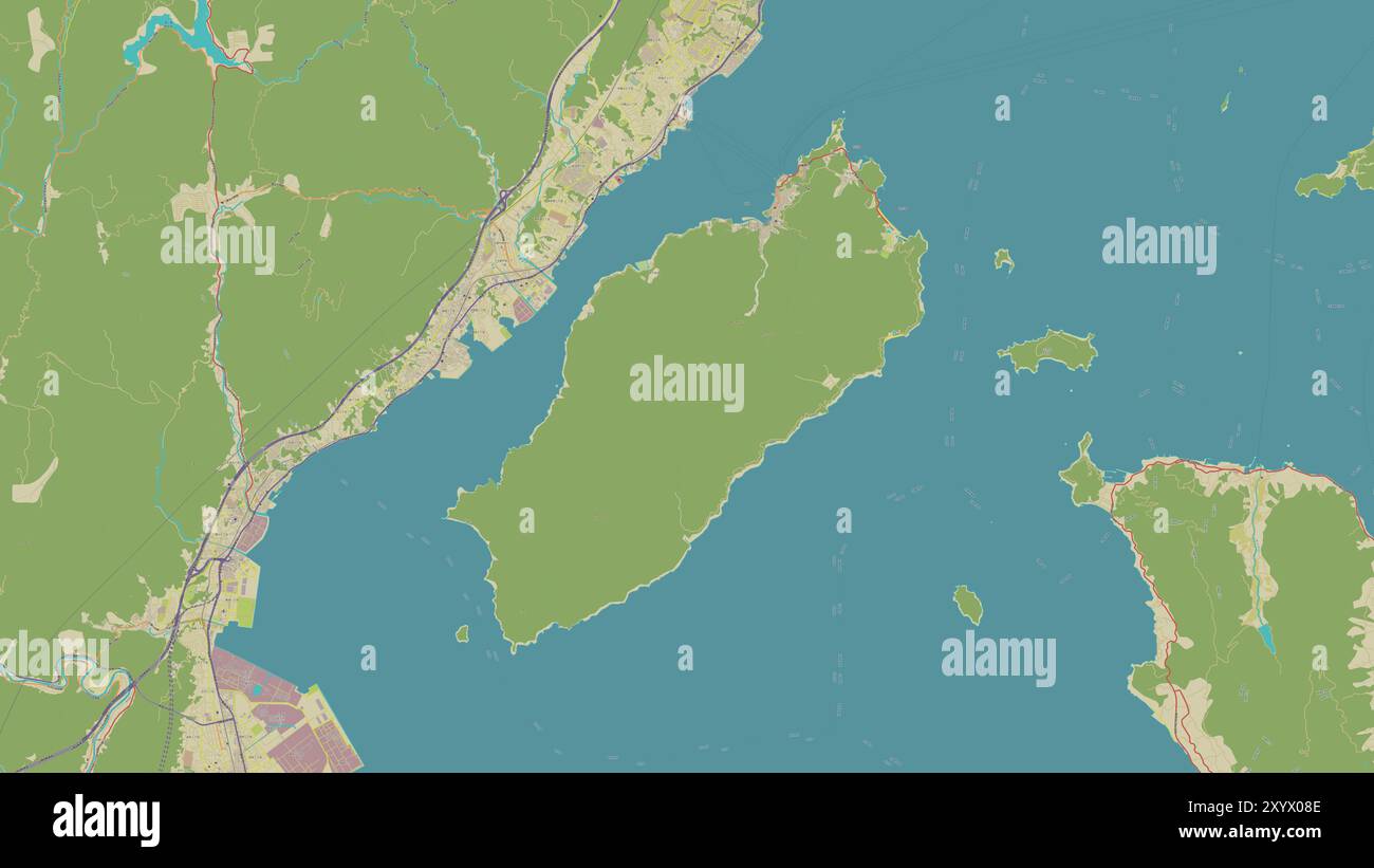 Itsukushima Island in the Seto Naikai or Inland Sea on a topographic ...