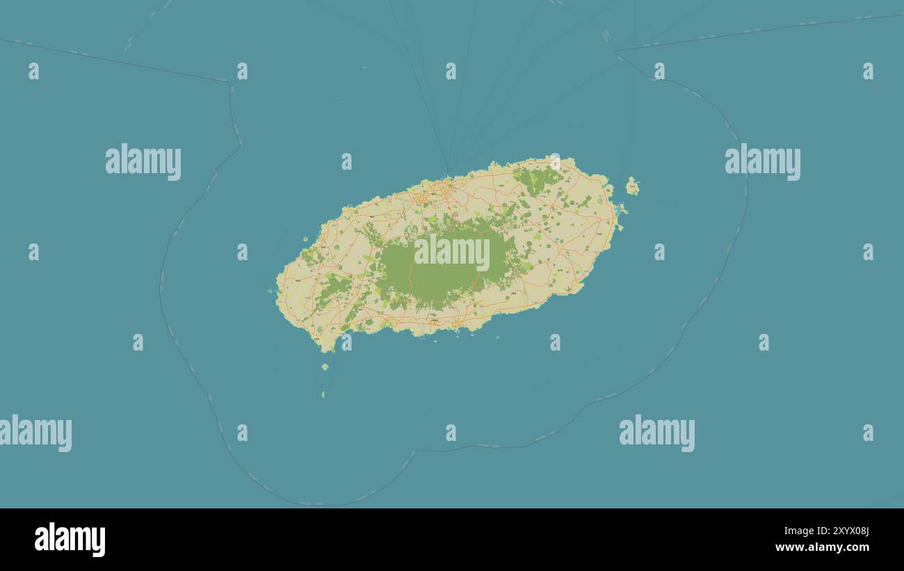 Jeju Island in the Japan Sea on a topographic, OSM Humanitarian style ...