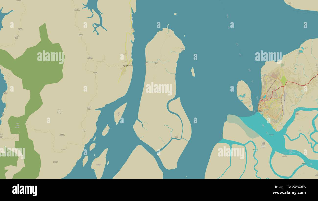 Kala Kyun Island in the Andaman or Burma Sea on a topographic, OSM ...