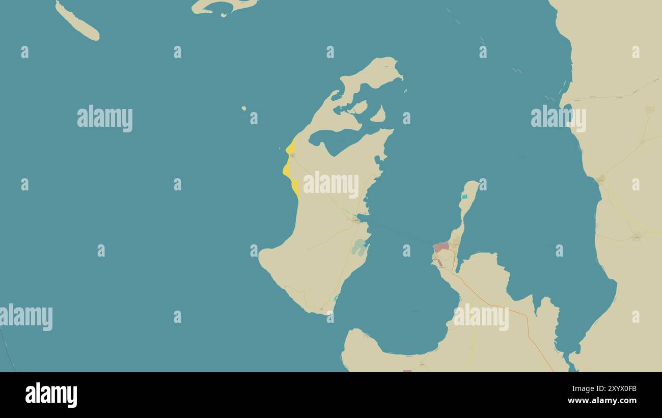 Kamaran Island in the Red Sea on a topographic, OSM Humanitarian style ...