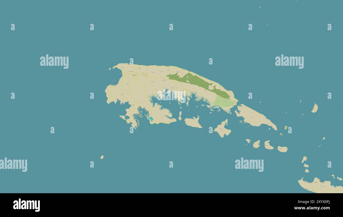 Pulau Kangean in the Java Sea on a topographic, OSM Humanitarian style ...