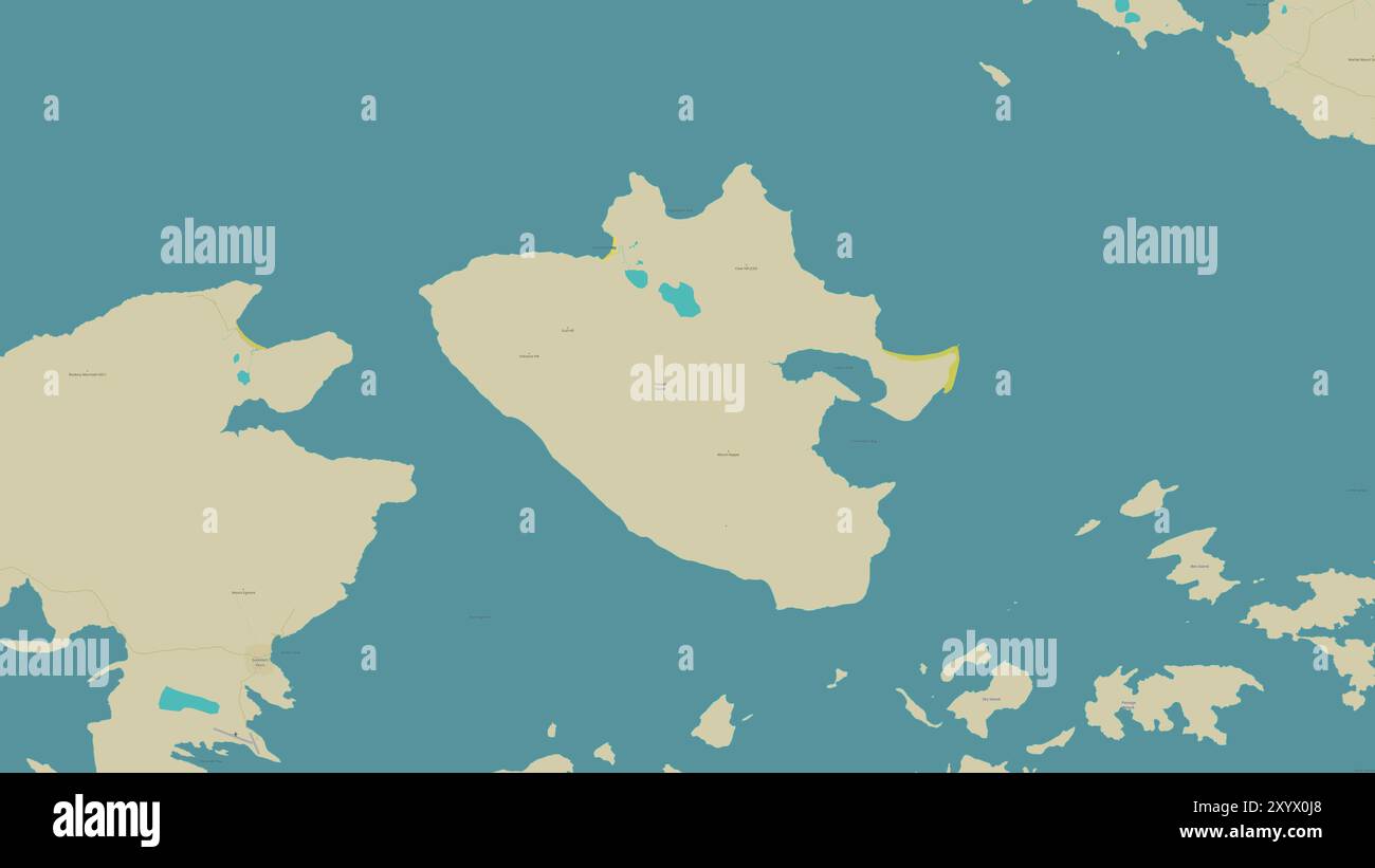 Keppel Island in the South Atlantic Ocean on a topographic, OSM Humanitarian style map Stock ...