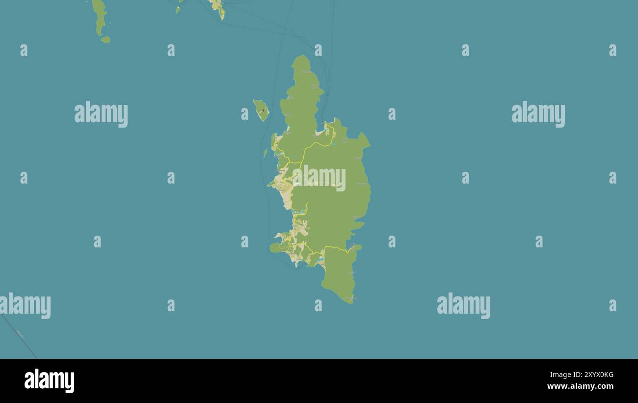 Ko Kut Island in the Gulf of Thailand on a topographic, OSM ...