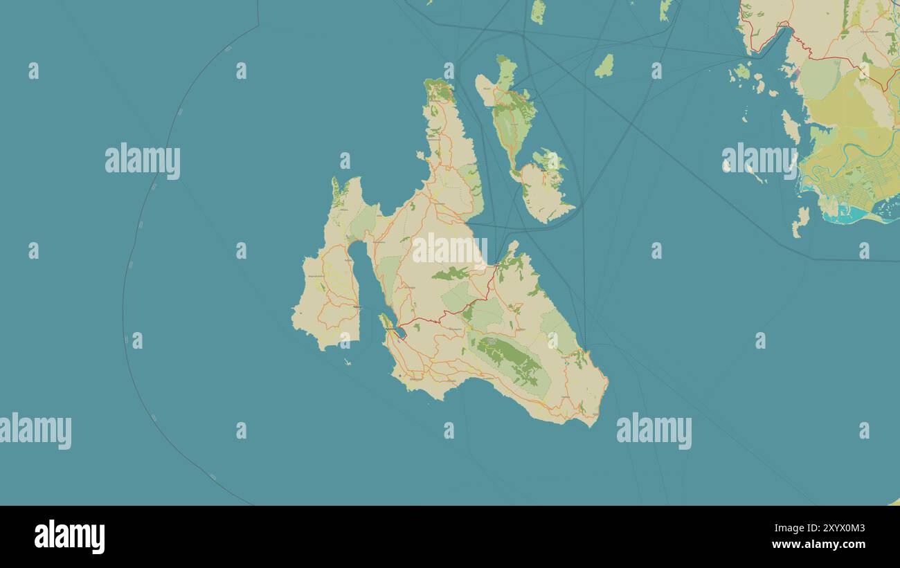 Kefalonia Island in the Ionian Sea on a topographic, OSM Humanitarian ...