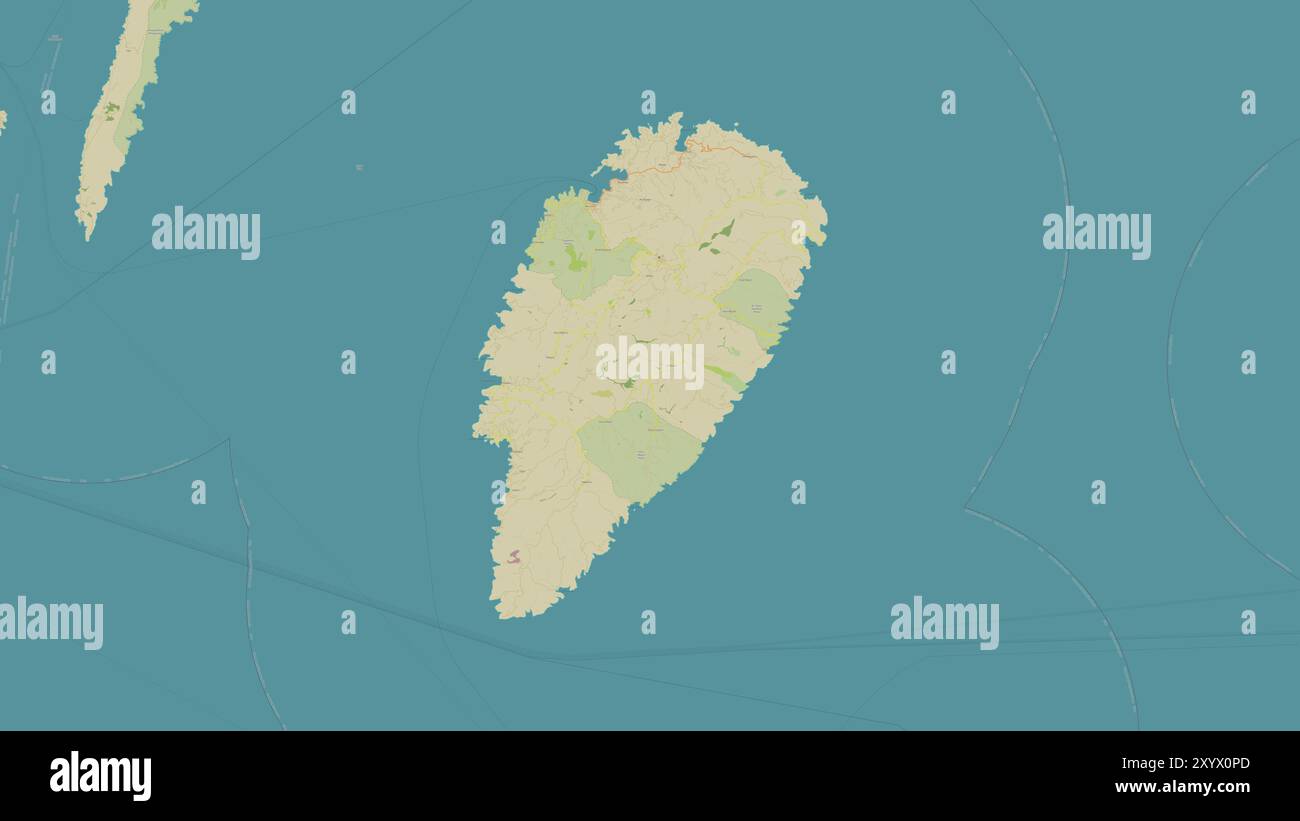 Kea Island in the Aegean Sea on a topographic, OSM Humanitarian style ...