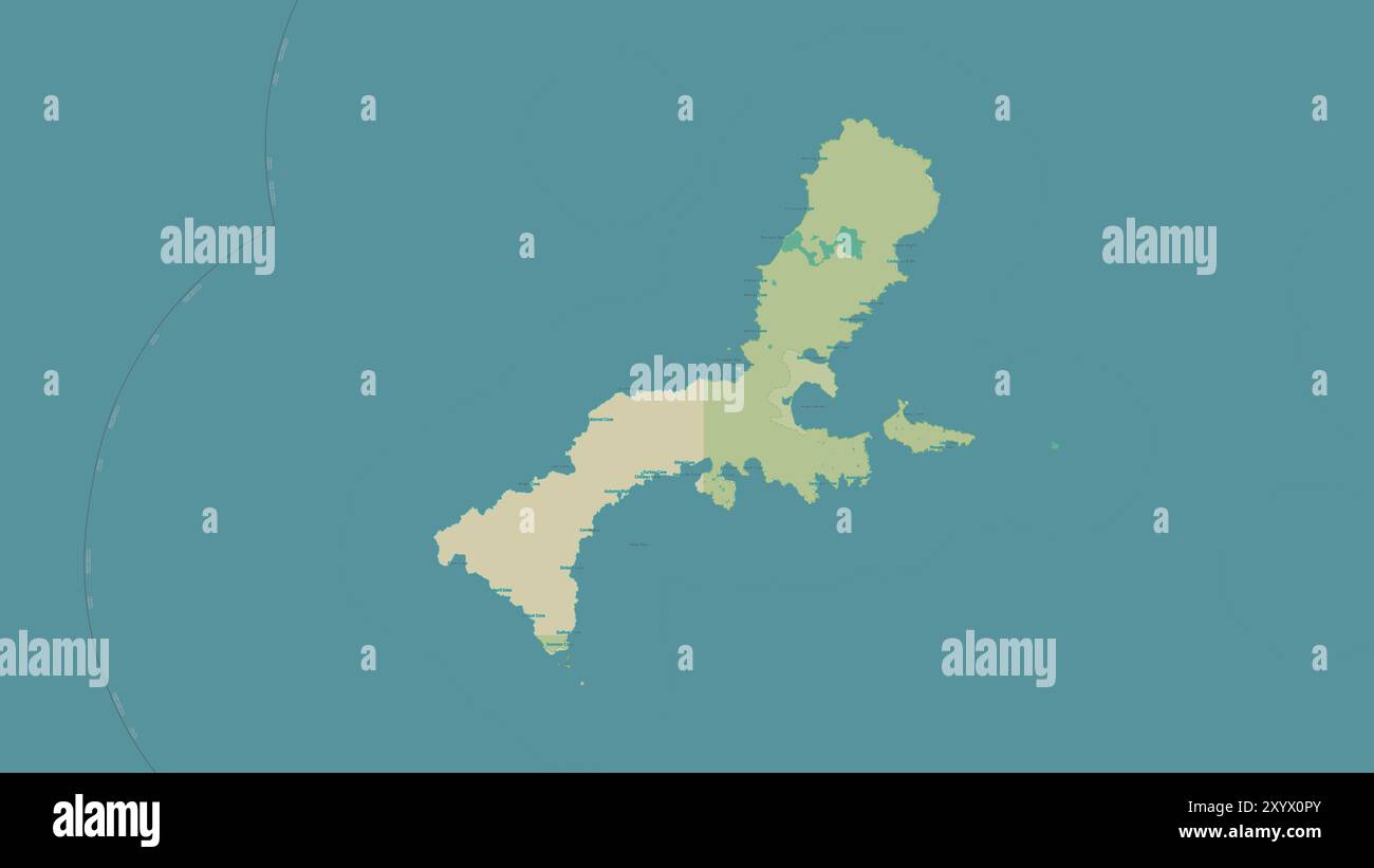 Kiska Island in the Bering Sea on a topographic, OSM Humanitarian style ...
