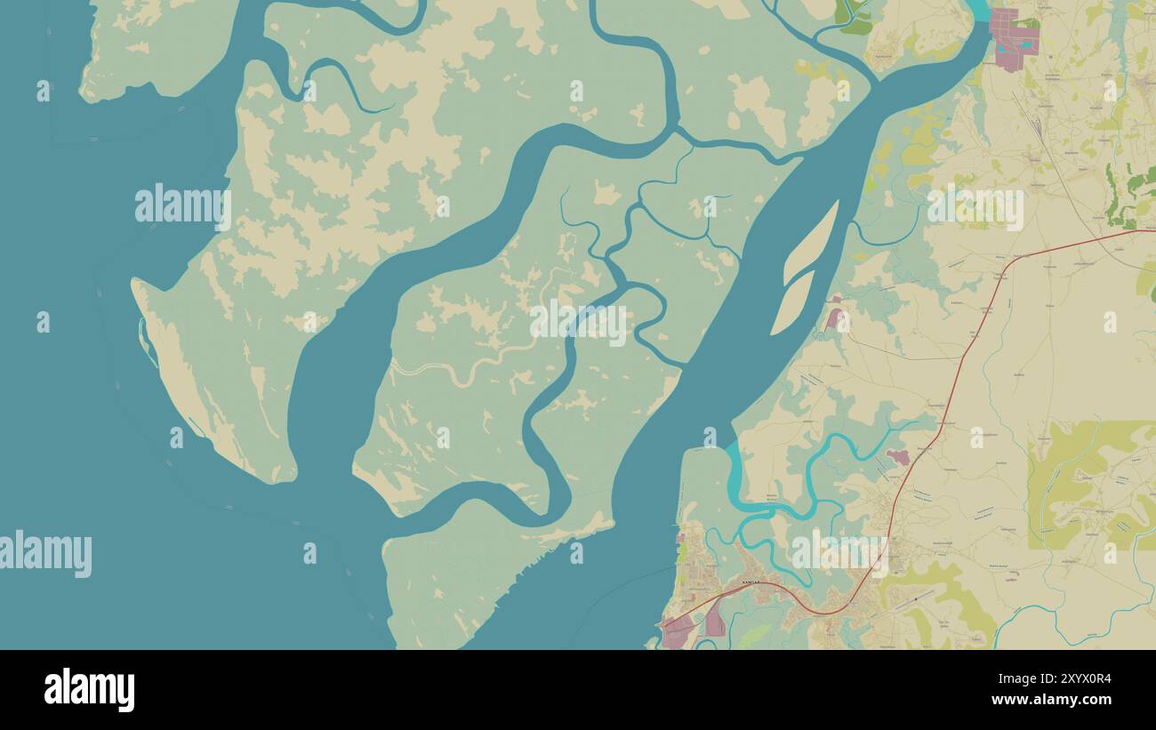 Kassigueli Island in the North Atlantic Ocean on a topographic, OSM ...