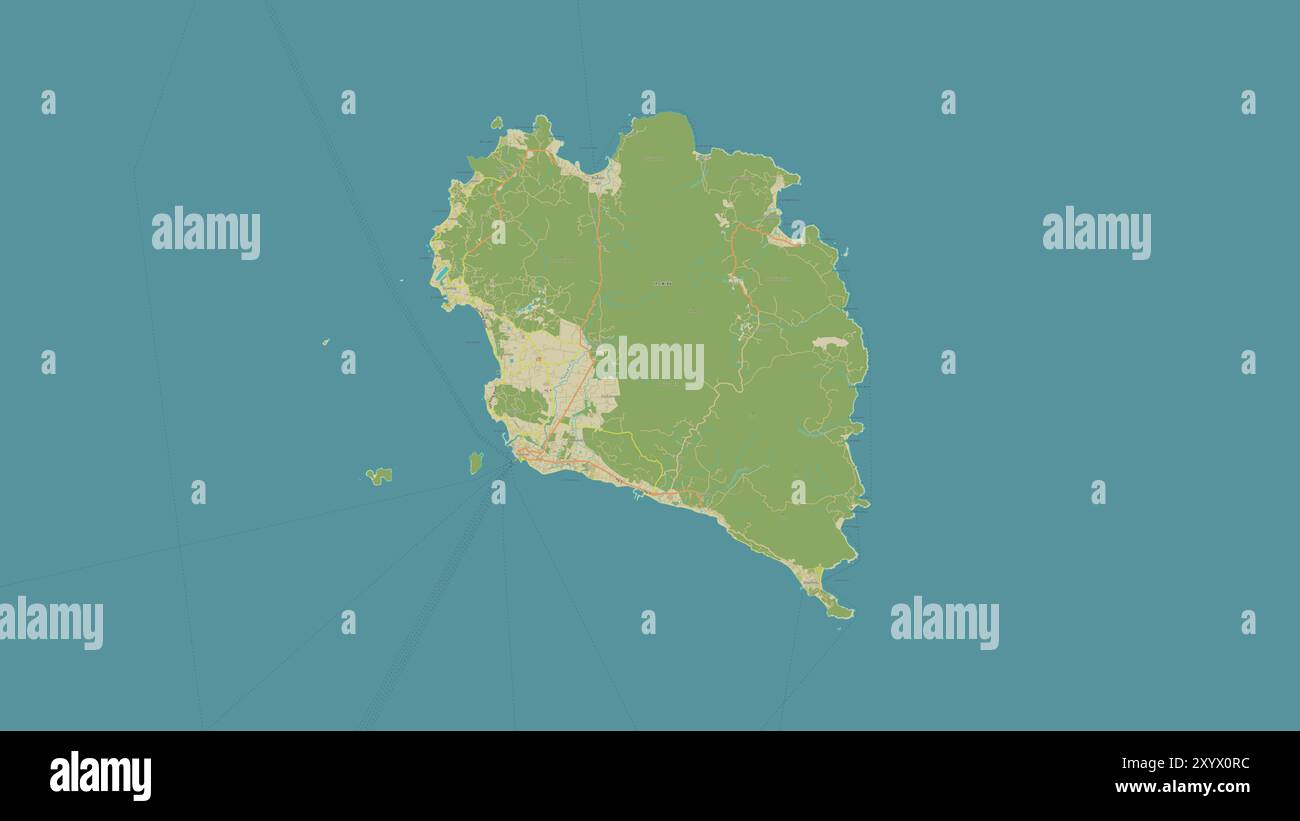 Ko Pha Ngan Island in the Gulf of Thailand on a topographic, OSM ...