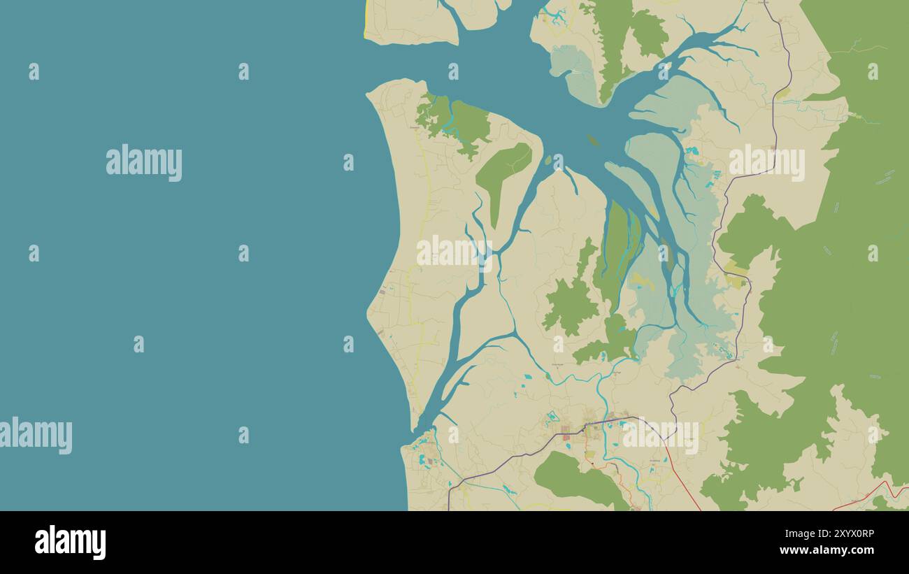 Ko Kho Khao Island in the Andaman or Burma Sea on a topographic, OSM ...