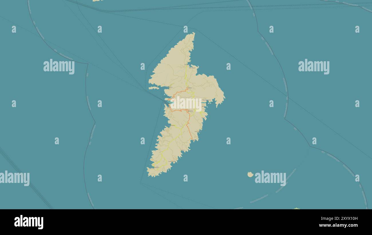 Kythnos Island in the Aegean Sea on a topographic, OSM Humanitarian ...