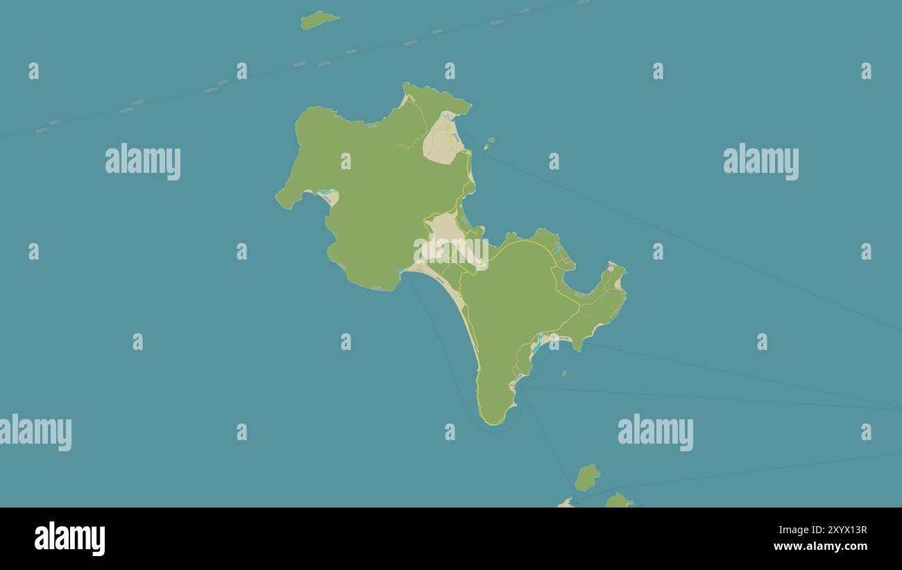 Koh Rong Island in the Gulf of Thailand on a topographic, OSM ...