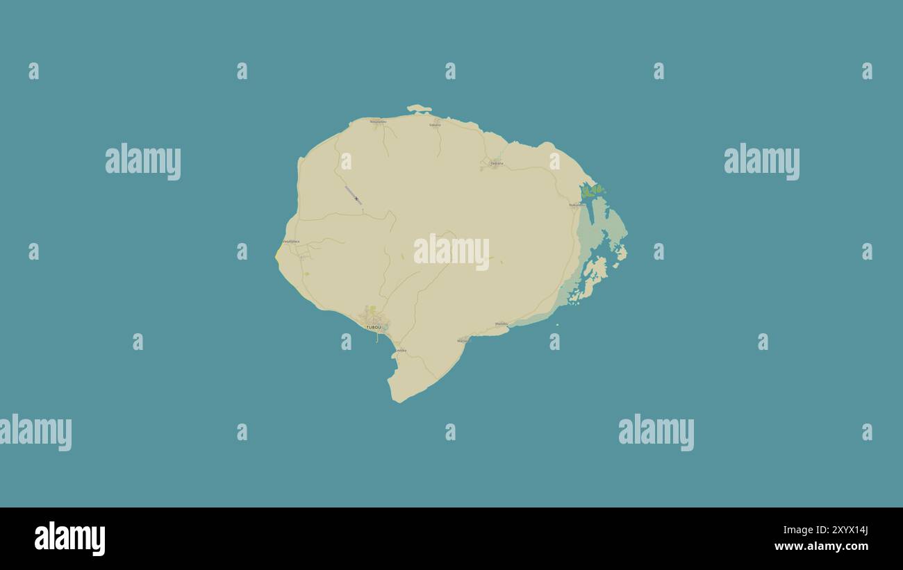 Lakeba Island in the South Pacific Ocean on a topographic, OSM ...