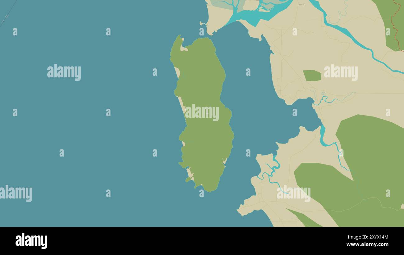 Koh Kong Island in the Gulf of Thailand on a topographic, OSM ...