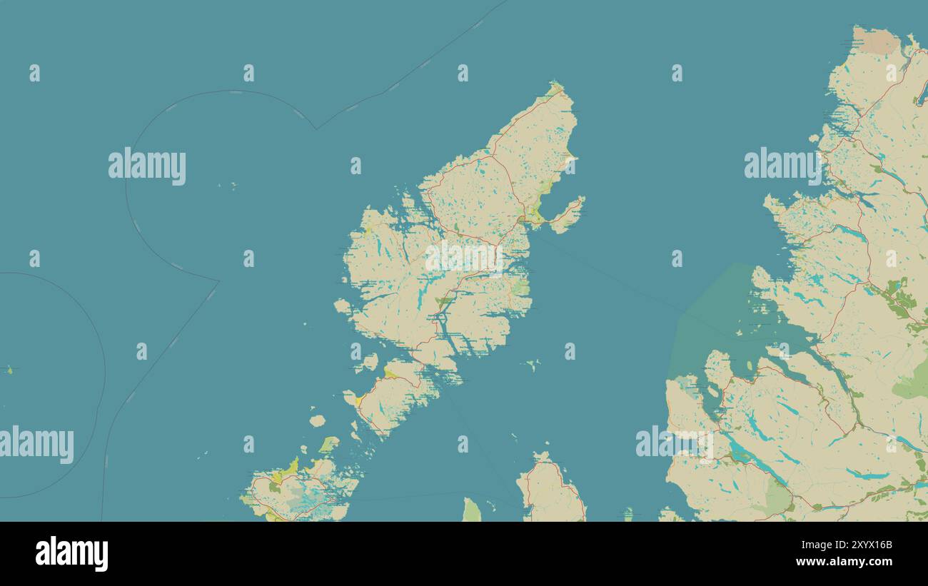 Lewis and Harris Island in the North Atlantic Ocean on a topographic ...